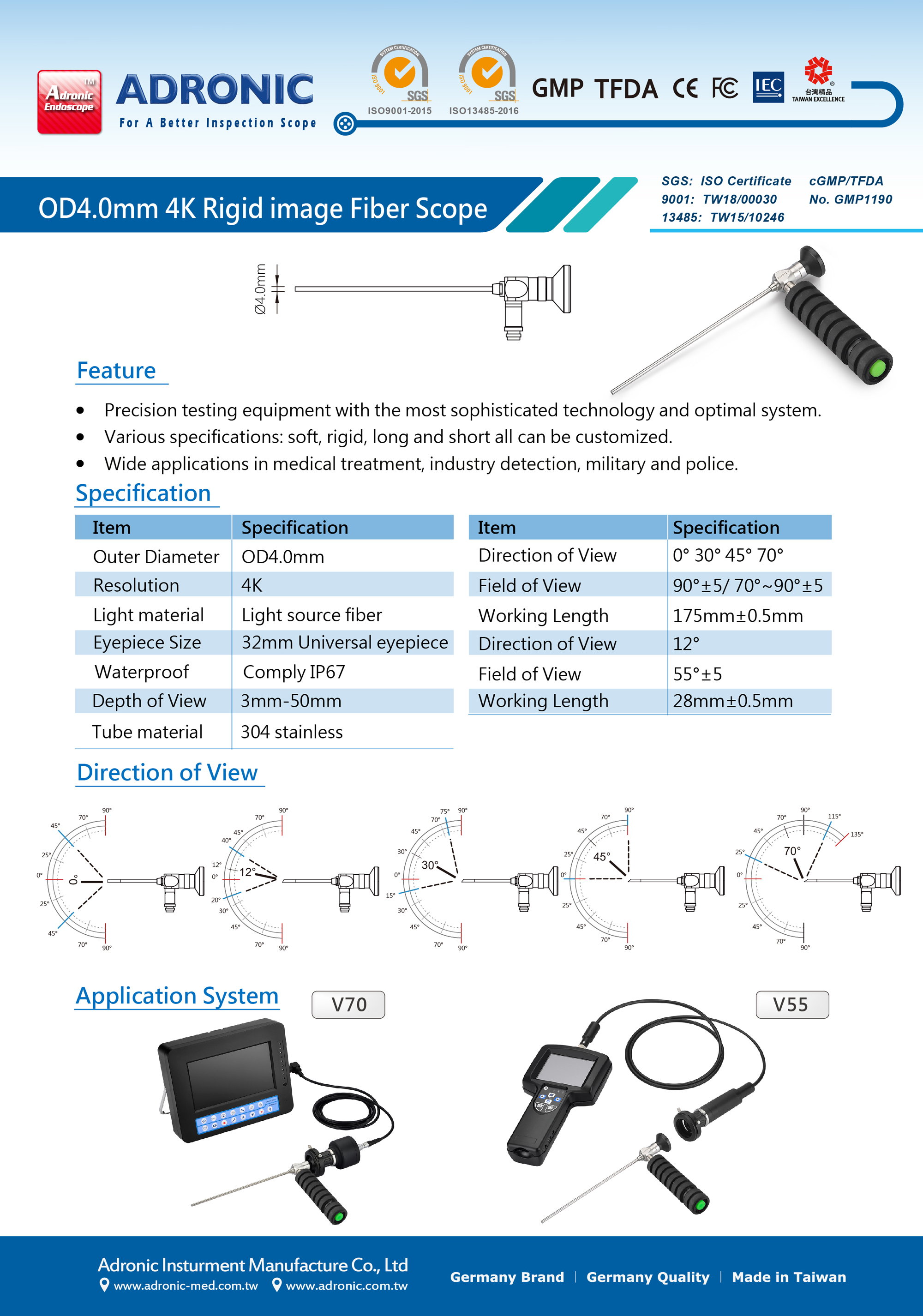 OD4.0mm 4K Rigid image Fiber Scope | Product | Adronic Instrument ...